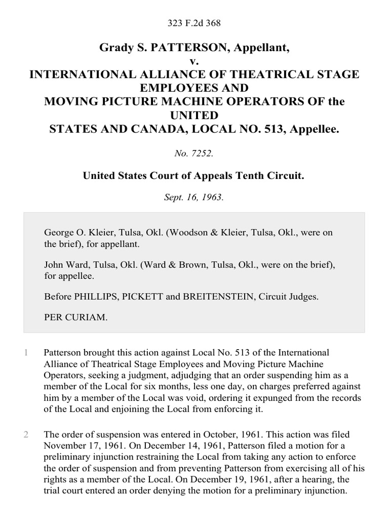 Grady S. Patterson v. International Alliance of Theatrical Stage ...
