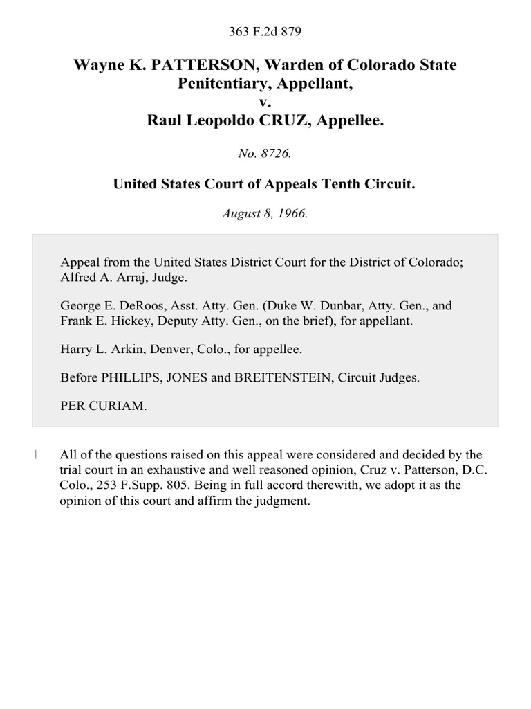 Wayne K. Patterson, Warden of Colorado State Penitentiary v. Raul ...