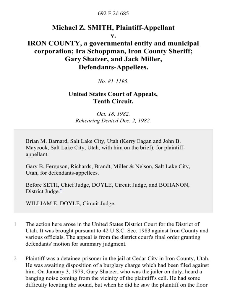 Michael Z. Smith v. Iron County, A Governmental Entity and Municipal ...