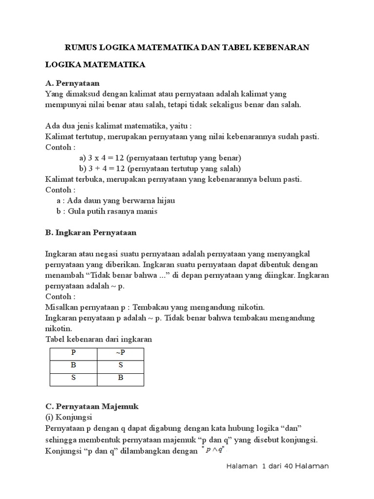 Rumus Logika Matematika | PDF