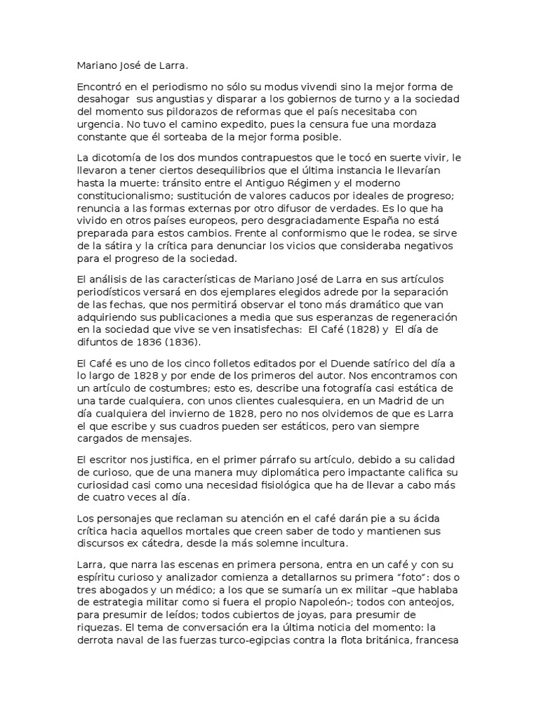 Costumbrismo Romántico y Larra | PDF | España | Romanticismo