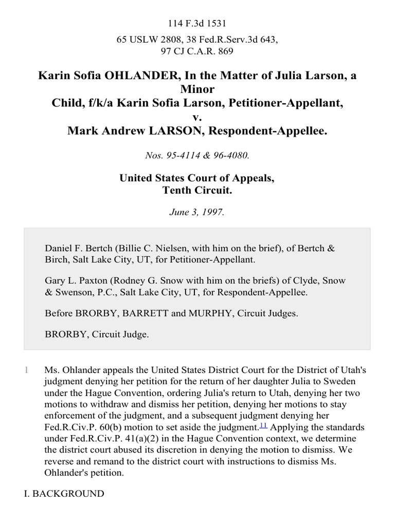 Karin Sofia Ohlander, in The Matter of Julia Larson, A Minor Child, F/k ...