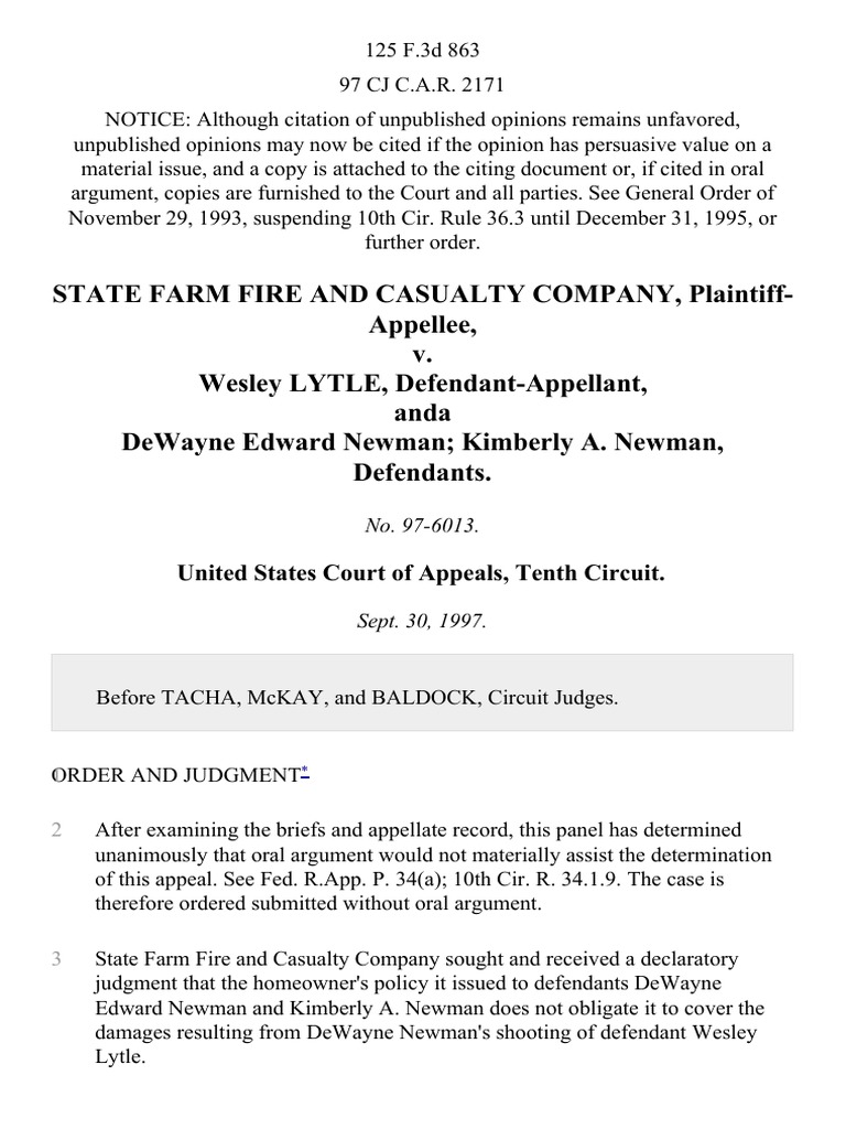 State Farm Fire and Casualty Company v. Wesley Lytle, Anda Dewayne ...