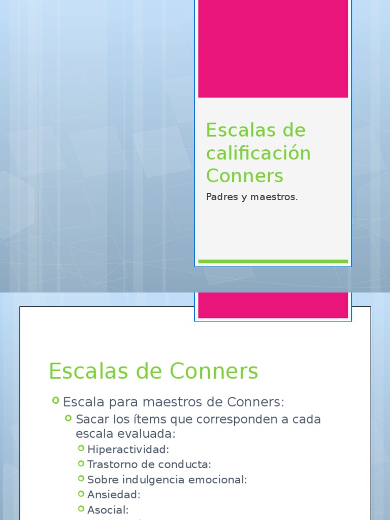 Escalas de Calificación Conners | PDF | Desorden hiperactivo y deficit ...