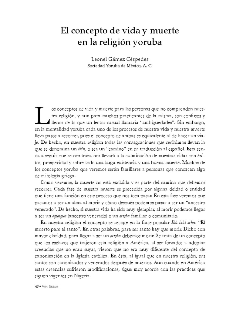 Vida y muerte en la religión yoruba | PDF | Muerte | Religión y creencia