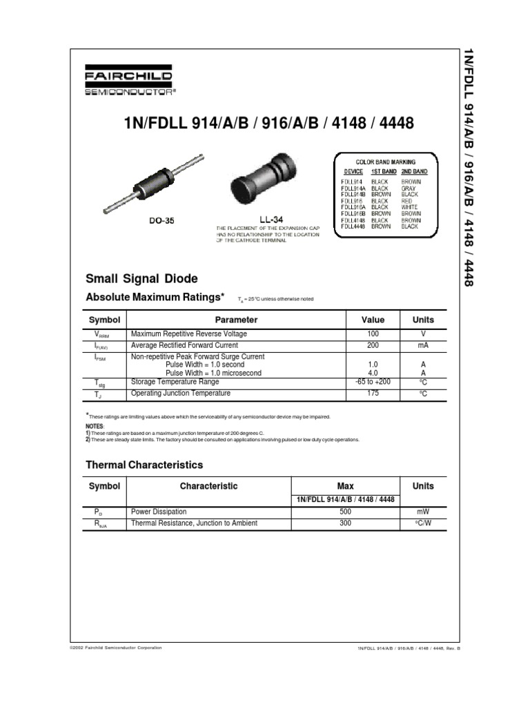 Datasheet 1N914 | PDF | Diode | Electrical Engineering