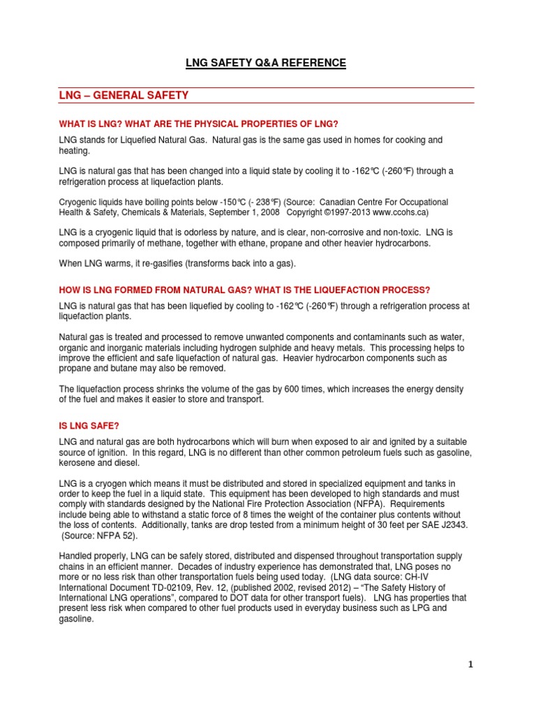 LNG Safety Document Final PDF | PDF | Liquefied Natural Gas | Natural Gas