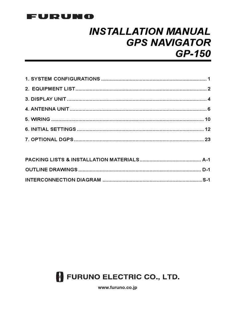 Furuno GPSNavigatorGP-150 IM PDF | PDF | Electrical Connector | Global ...