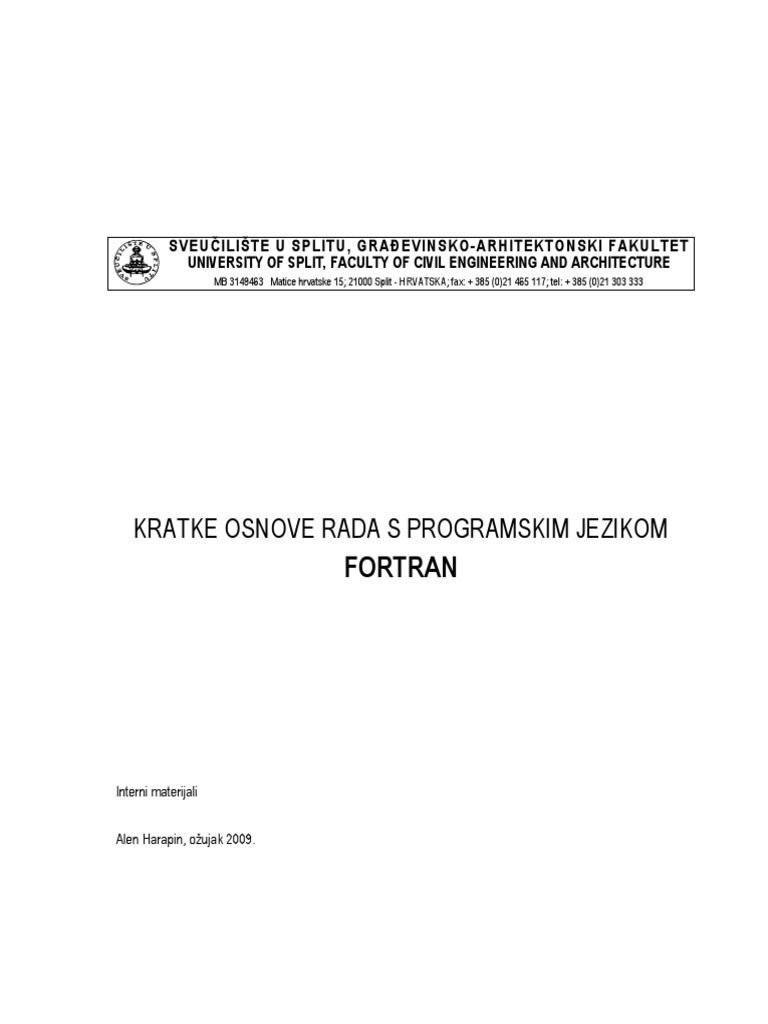 Fortran Skripta Programiranje | PDF
