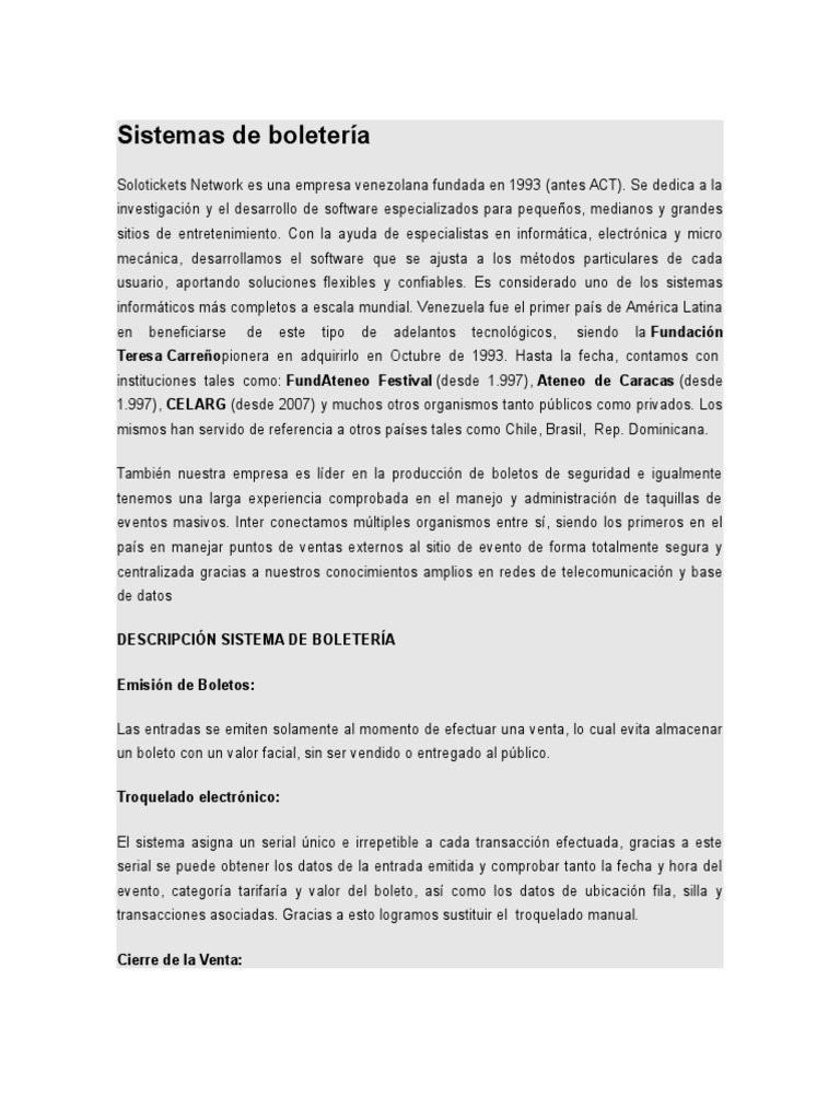 Sistemas de Boletería | PDF | Bases de datos | Software