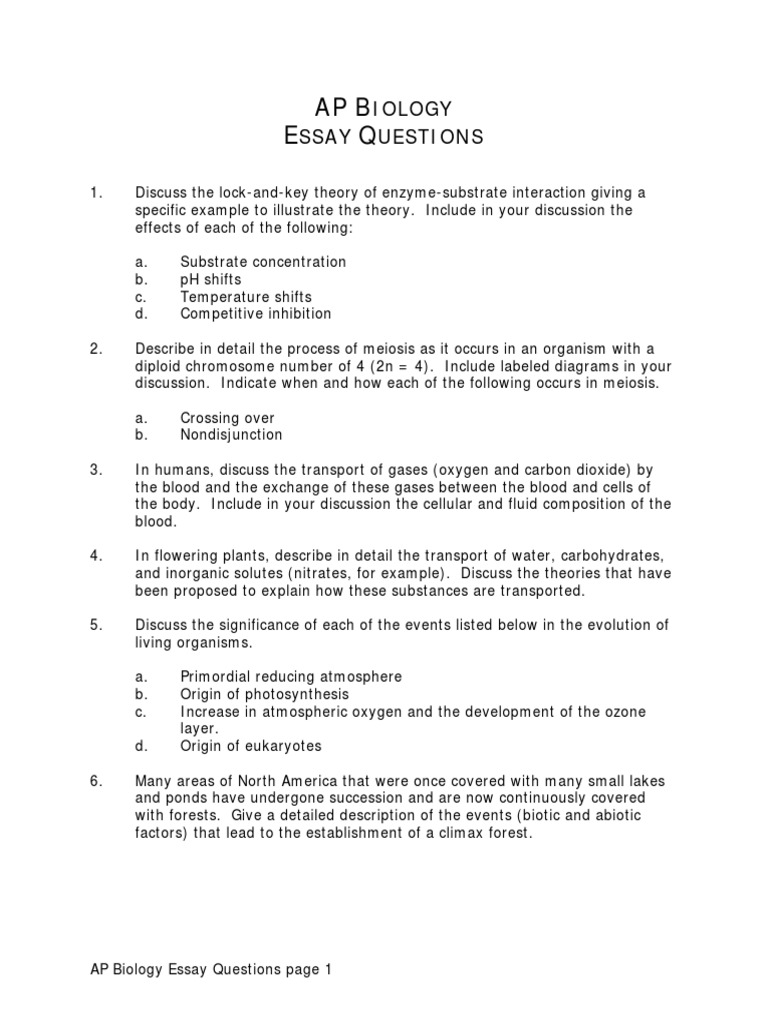 AP Biology Questions | PDF | Cell (Biology) | Genetics