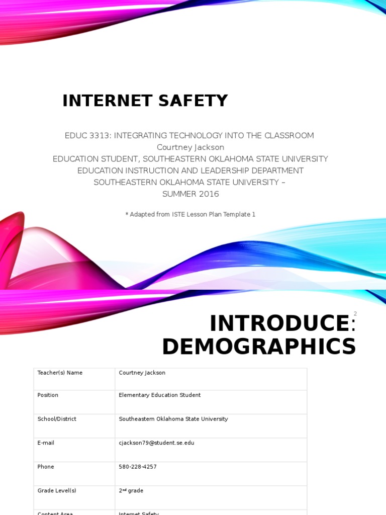 Internet Safety: Adapted From ISTE Lesson Plan Template 1 | PDF ...