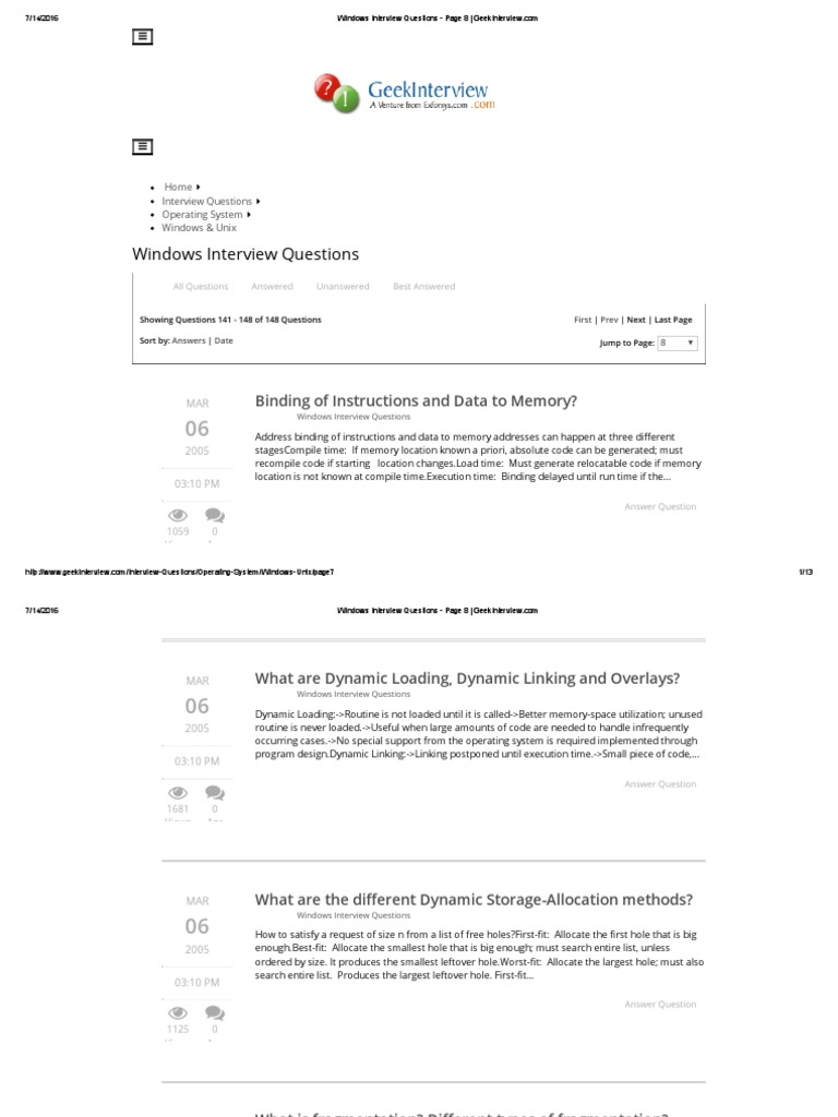 Windows Interview Questions: Binding of Instructions and Data To Memory? | PDF | Library ...