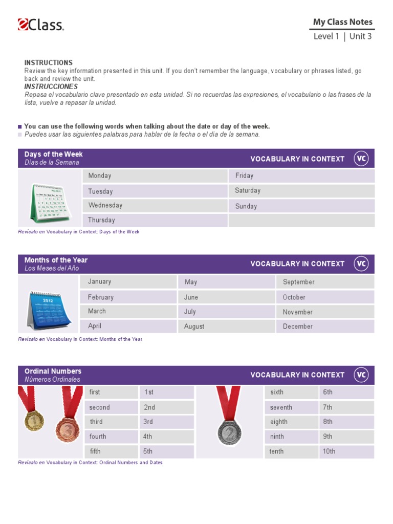 Level 1 - Unit 3: My Class Notes | PDF
