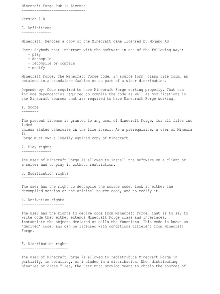 MinecraftForge License | PDF
