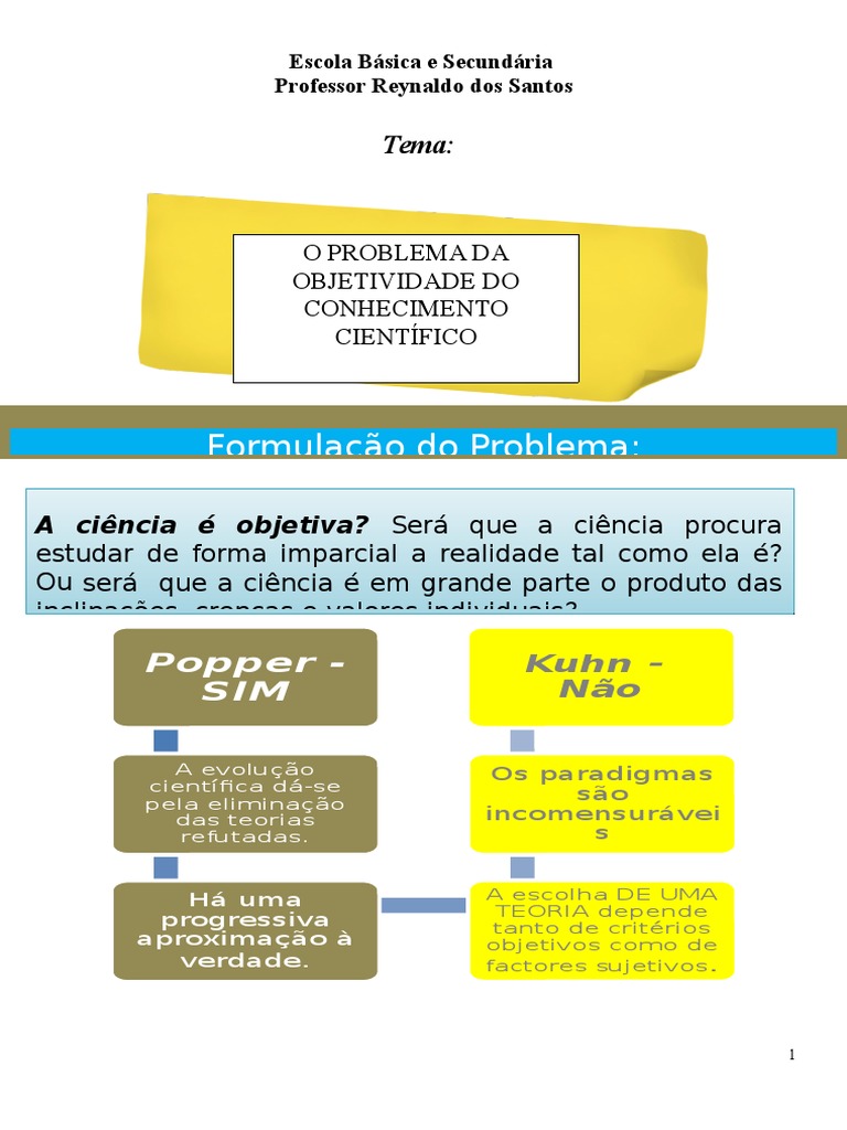 Popper Vs Kuhn o Problema Da Objetividade Do Conhecimento Científico ...