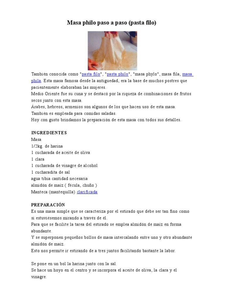 Preparación de Masa Philo Paso a Paso | PDF | Mantequilla | Maíz