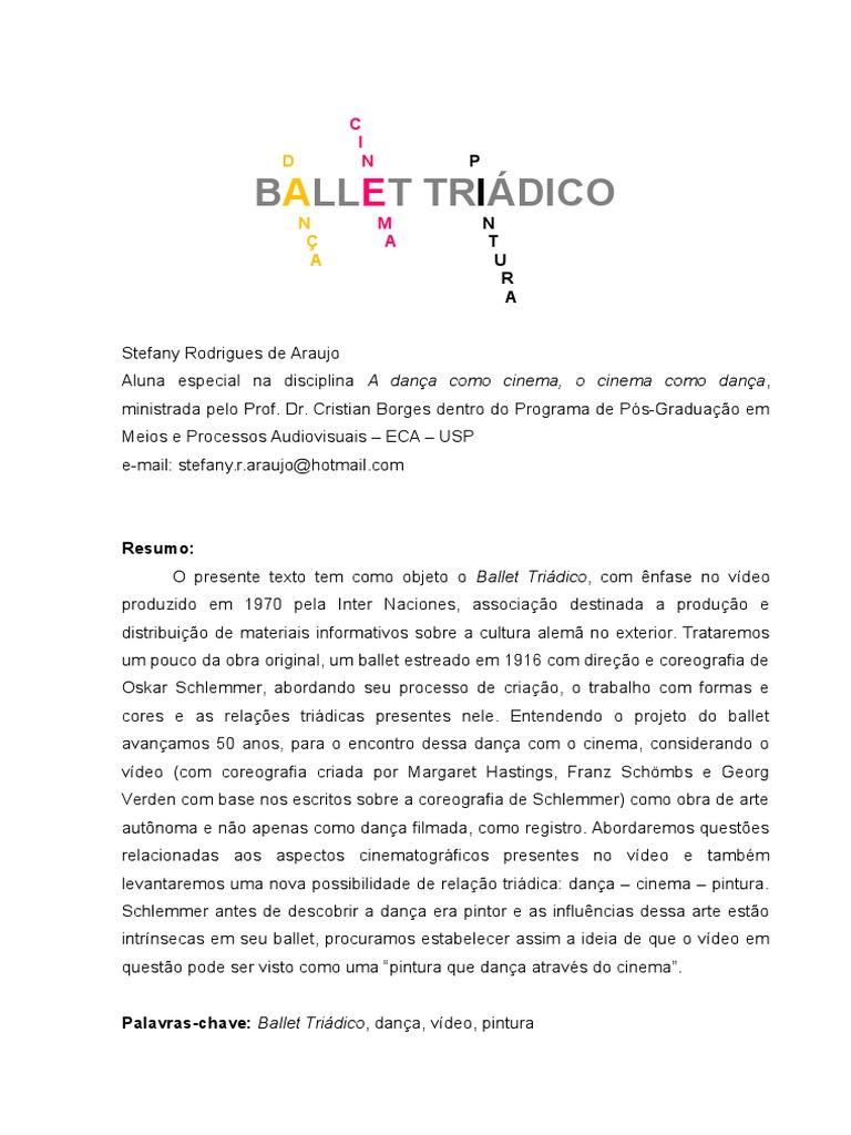Ballet Triádico | PDF | Balé | Danças