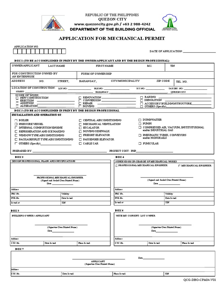 Mechanical Permit Application Form | PDF