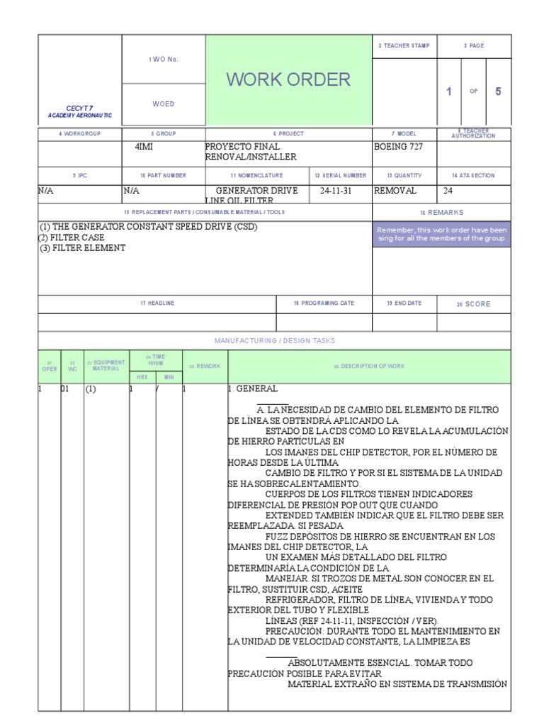 Work Order: WO No | PDF