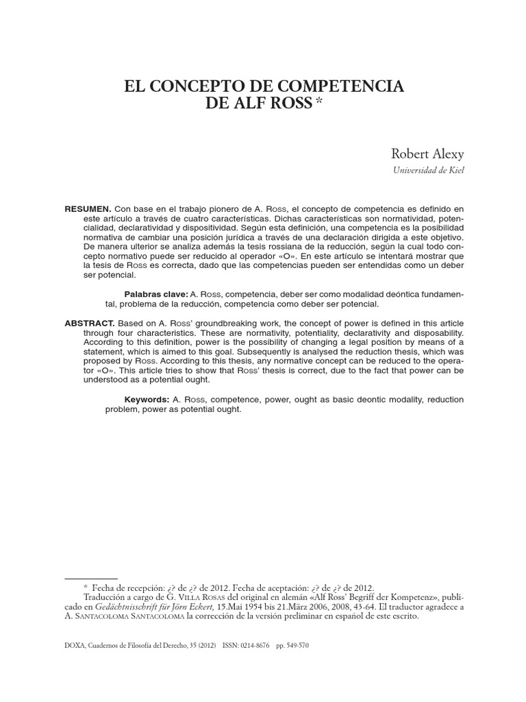 El Concepto de Competencia de Alf Ross | PDF | Delito | Lengua española