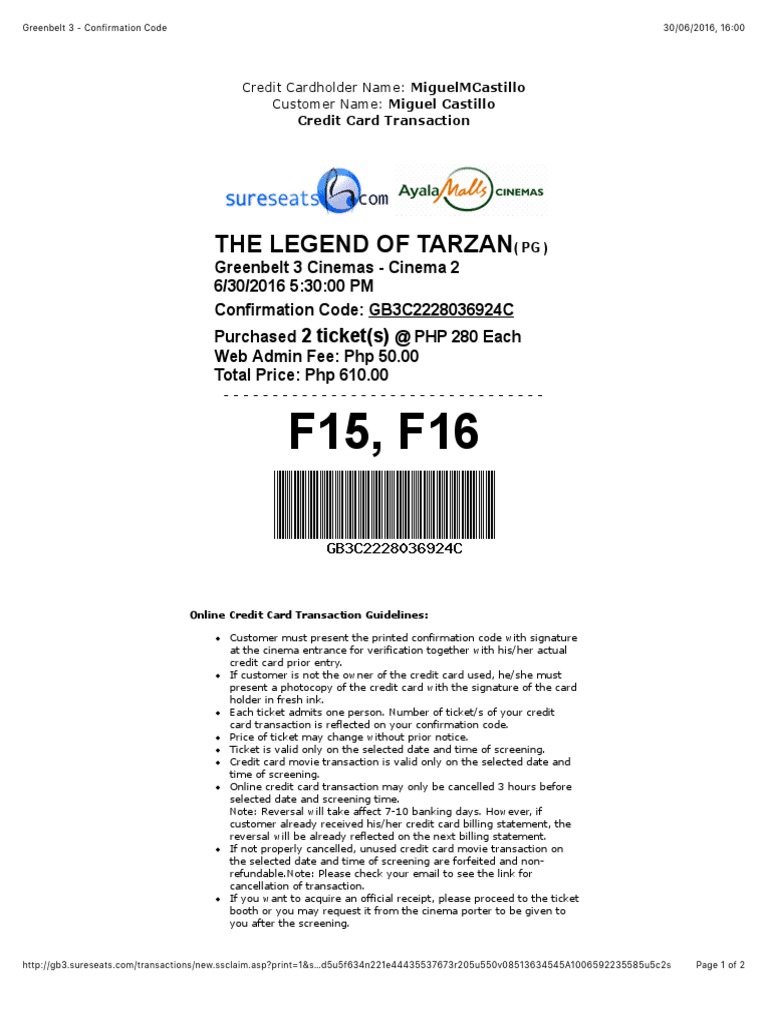 Movie Ticket Confirmation Guide | PDF