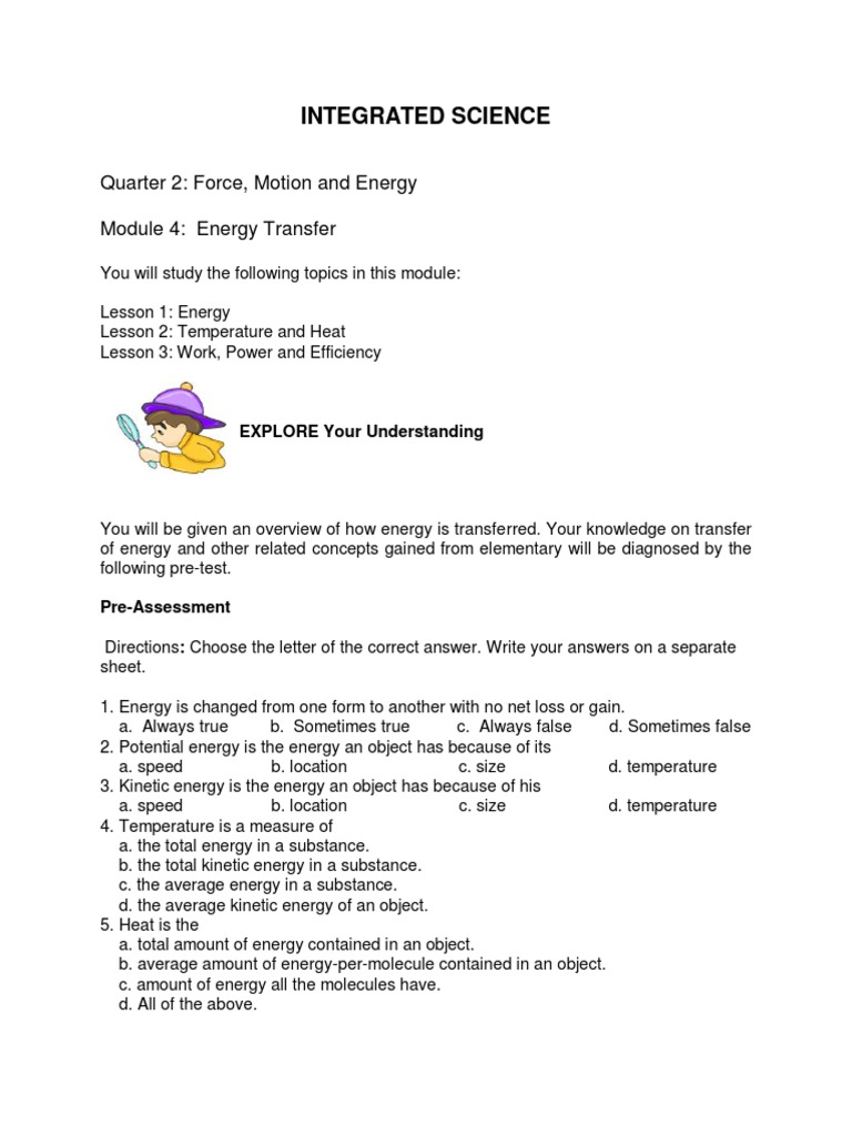 Module 4 - Energy Transfer (Student Guide) | PDF | Heat Capacity | Heat