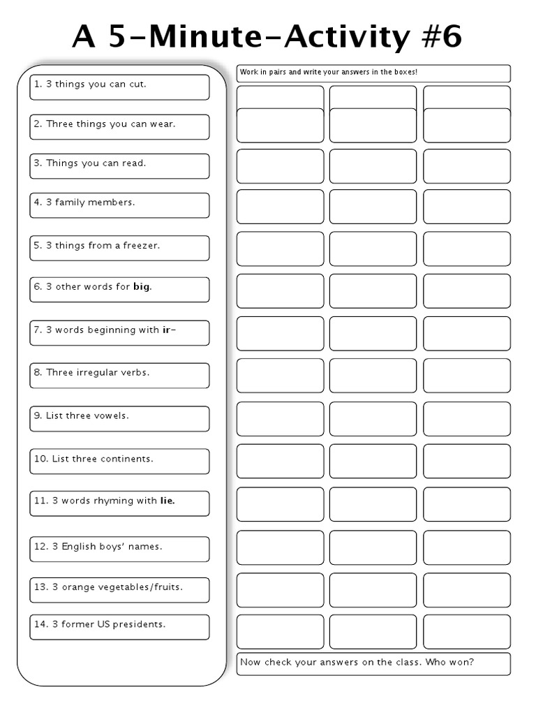 5 Minute Activity #6