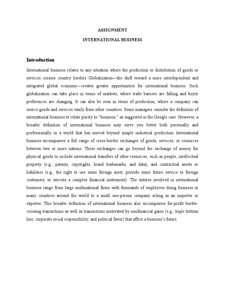 ASSIGNMENT Globalization (International Business) | PDF | Strategic Management | Small Business