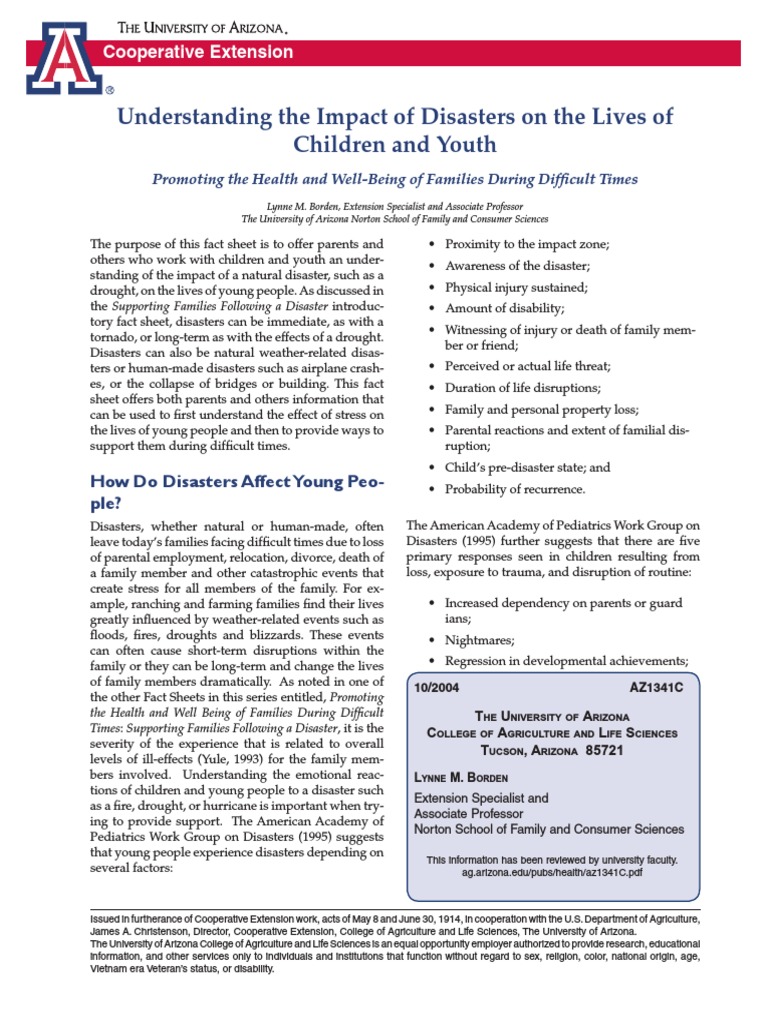 Understanding The Impact of Disasters On The Lives of Children and ...