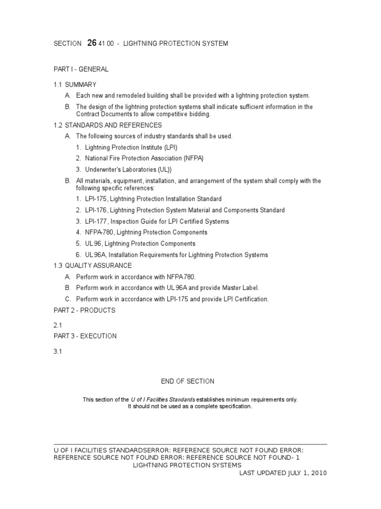 26 41 00 - Lightning Protection Systems | PDF