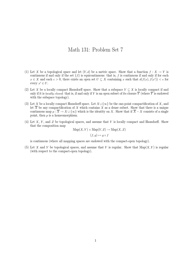 Math 131 Problem Set 7 Solutions | PDF