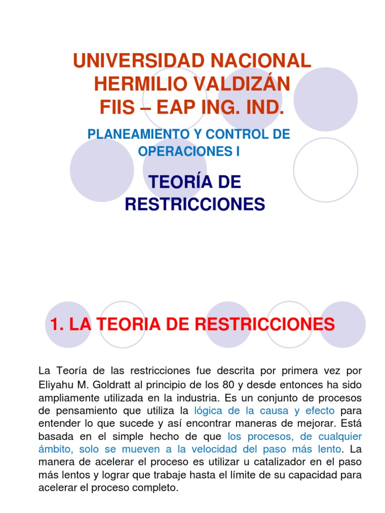 Teoría de Restricciones en Las Operaciones de Produccion | PDF | Inventario | Dinero
