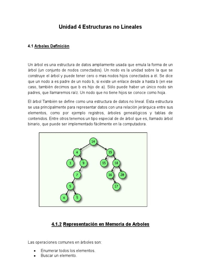 Estructuras de Datos No Lineales: Árboles | PDF | Conceptos matemáticos ...