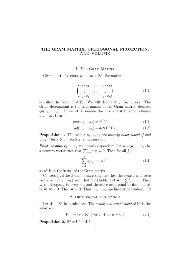Gram Matrix | PDF