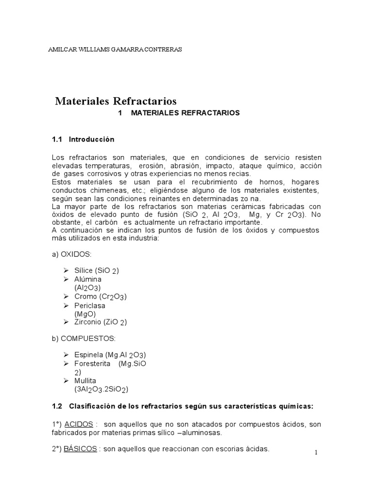 Materiales Refractarios | PDF | Refractario | Aluminio