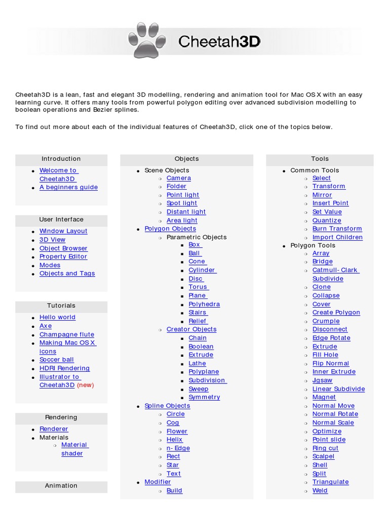 Cheetah3D Manual | PDF | Texture Mapping | Rendering (Computer Graphics)