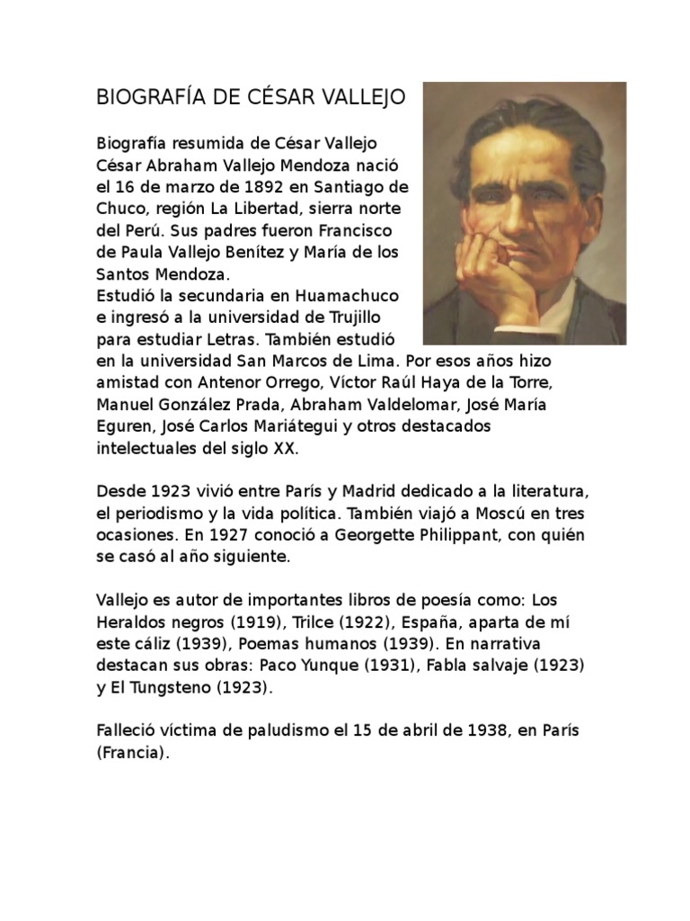 Biografía de César Vallejo | PDF | Perú | Personas