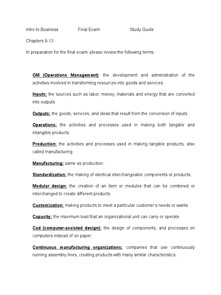 Intro To Business - Study Guide | PDF | Employment | Inventory