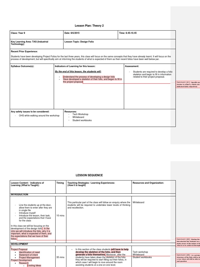 Lesson Plan: Theory 2: by The End of This Lesson, The Students Will ...