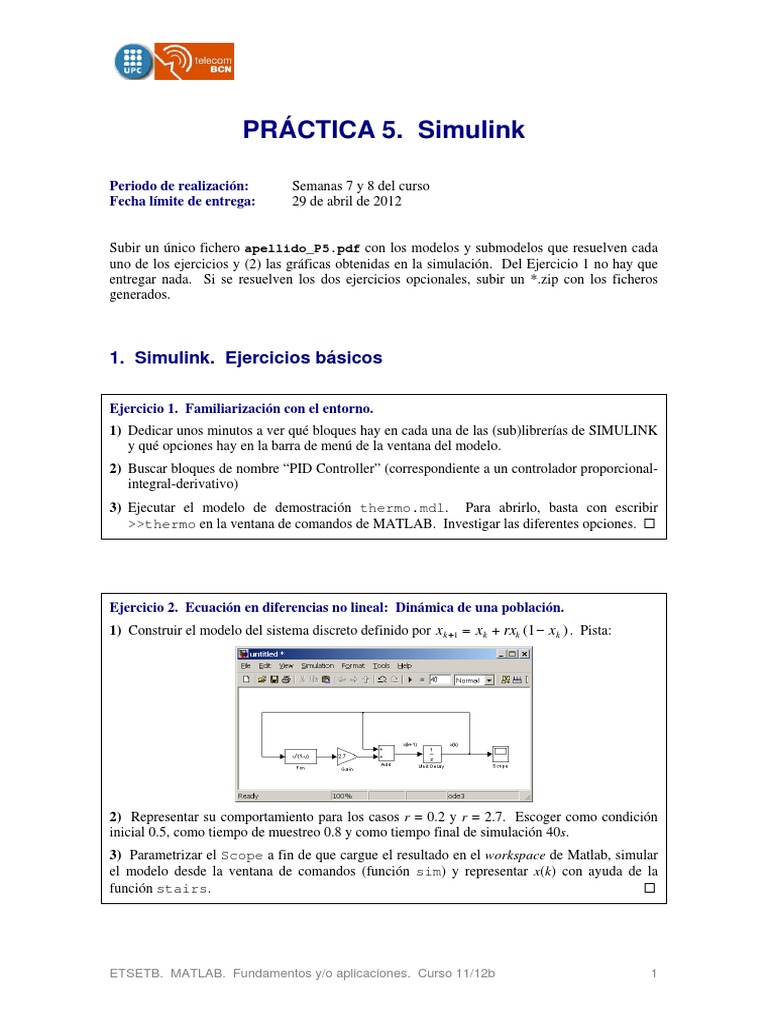 Practica 5 Simulink-5156 | PDF | Matlab | Ciencia de sistemas