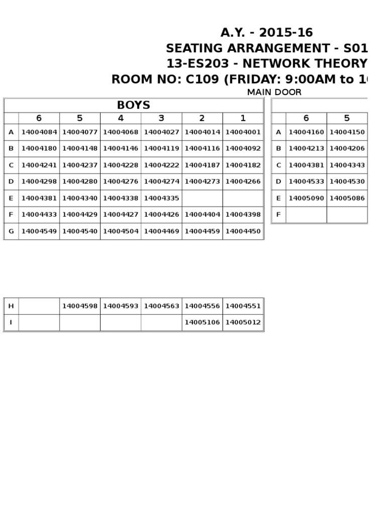 Seating Arrangement - C109 | PDF