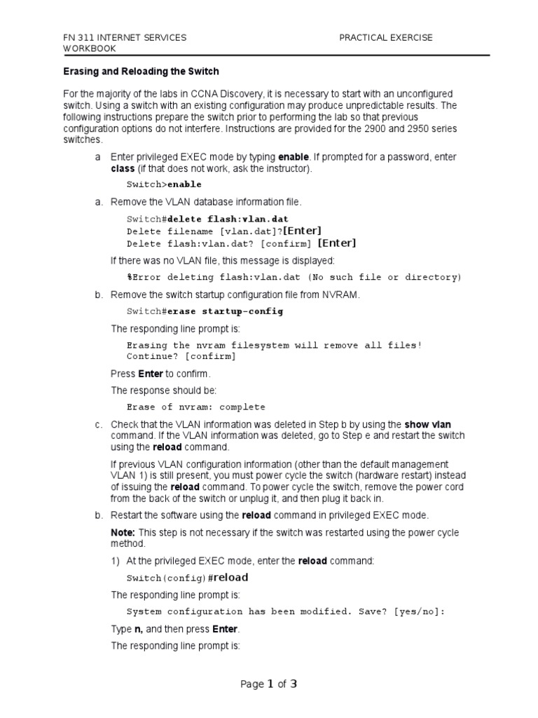 Resetting Switch and Router Configurations | PDF | Command Line ...