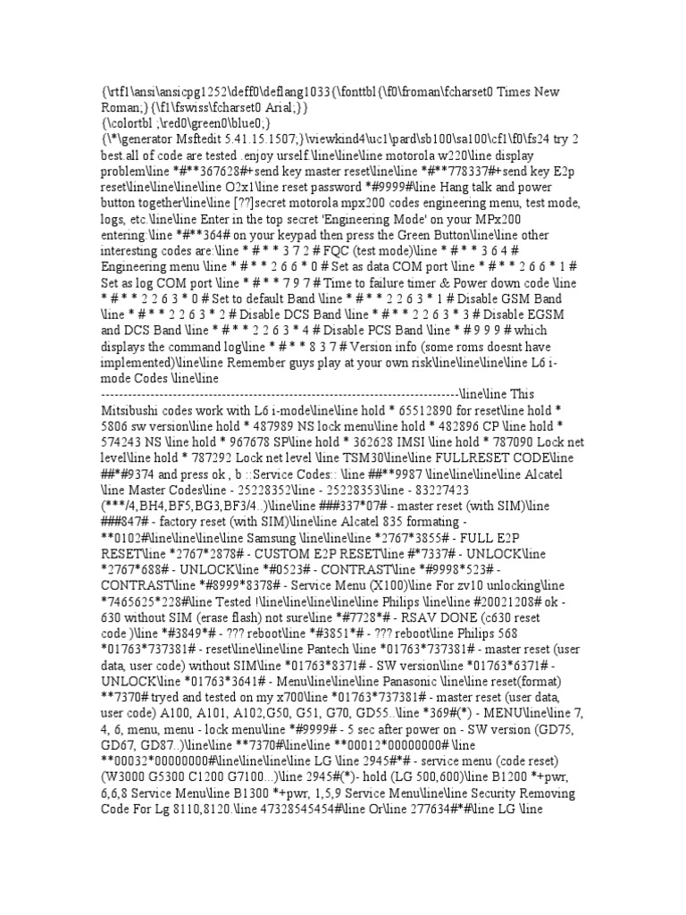 Coduri Secrete Telefoane | PDF | Computing | Subscriber Identity Module