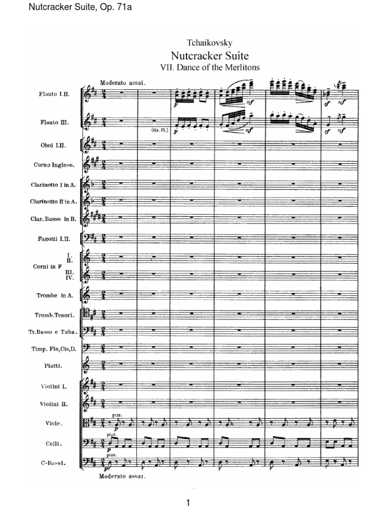 Tchaicovsky - Dance of The Reed Pipes (Nutcracker) Orchestral Score PDF ...