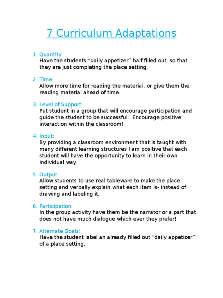 7 Curriculum Adaptations | PDF