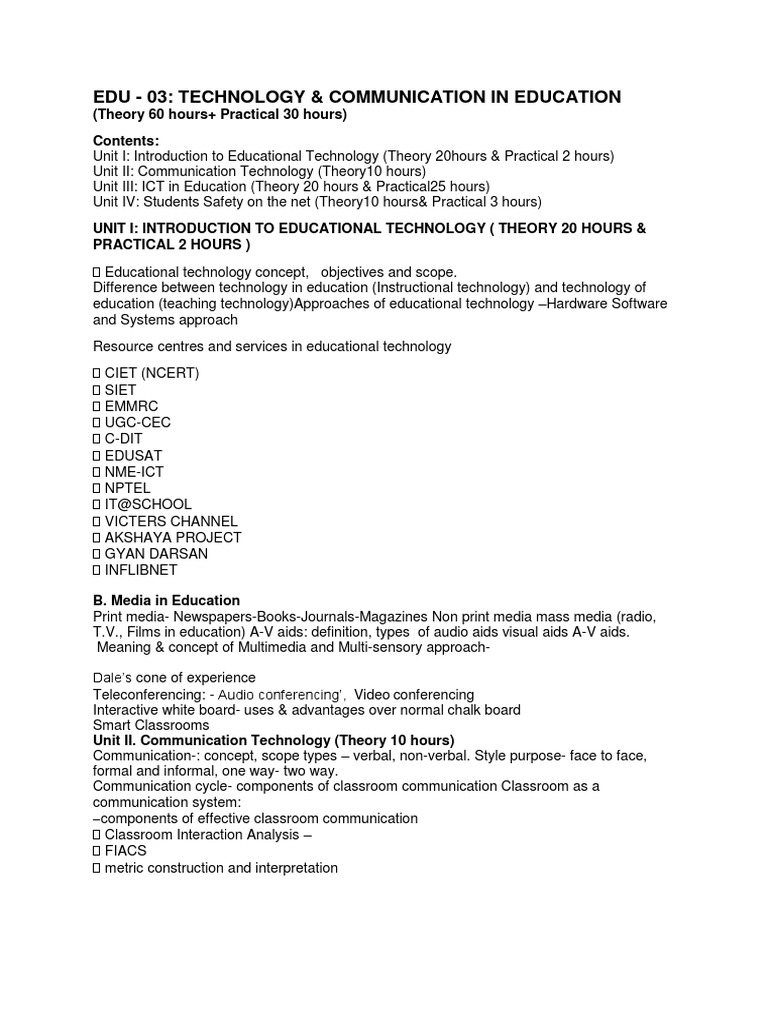 EDU 03 New Syllabus | PDF | Educational Technology | Information Age