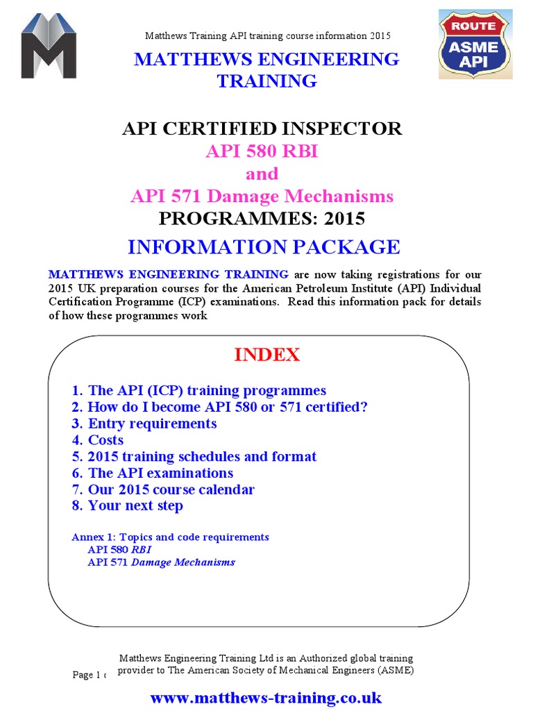 API Certified Inspector: Api 580 Rbi and API 571 Damage Mechanisms | PDF