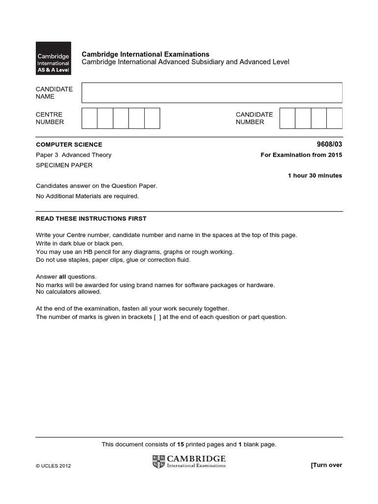 Cambridge International Examinations Cambridge International Advanced ...