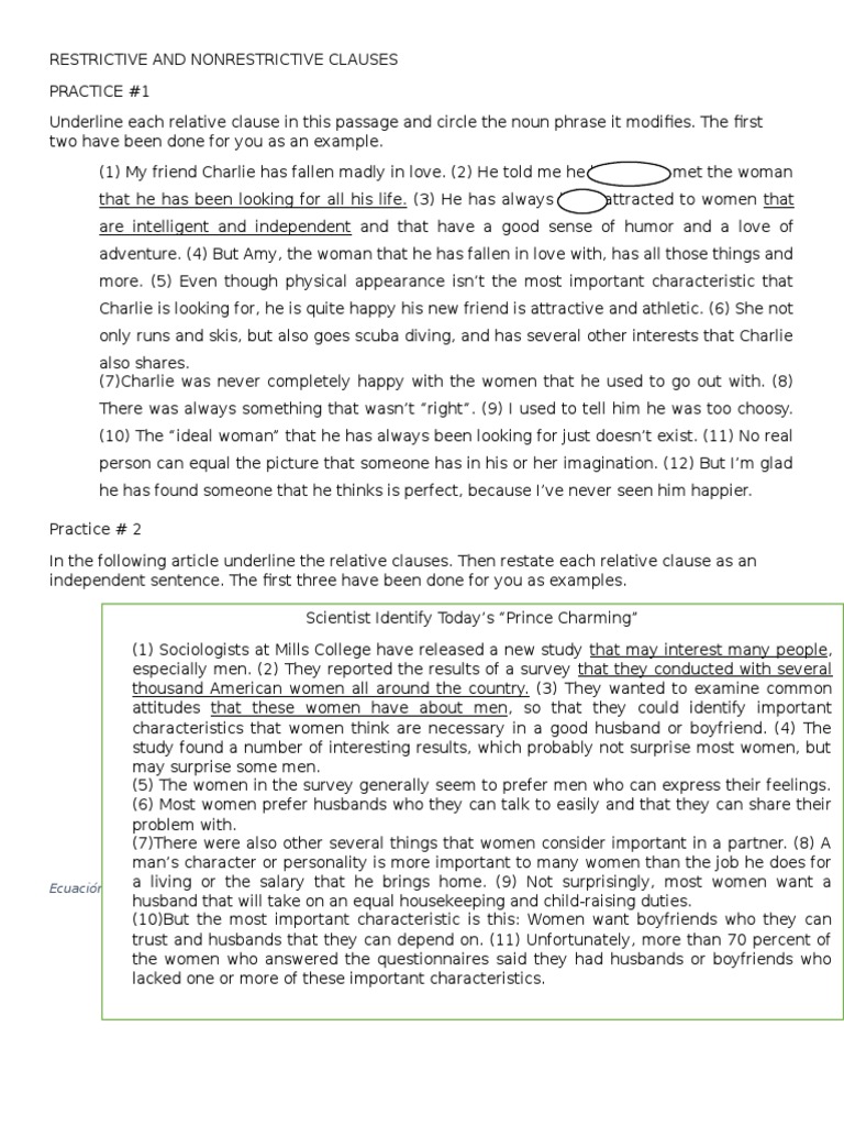 Understanding Restrictive vs. Nonrestrictive Clauses | PDF | Clause